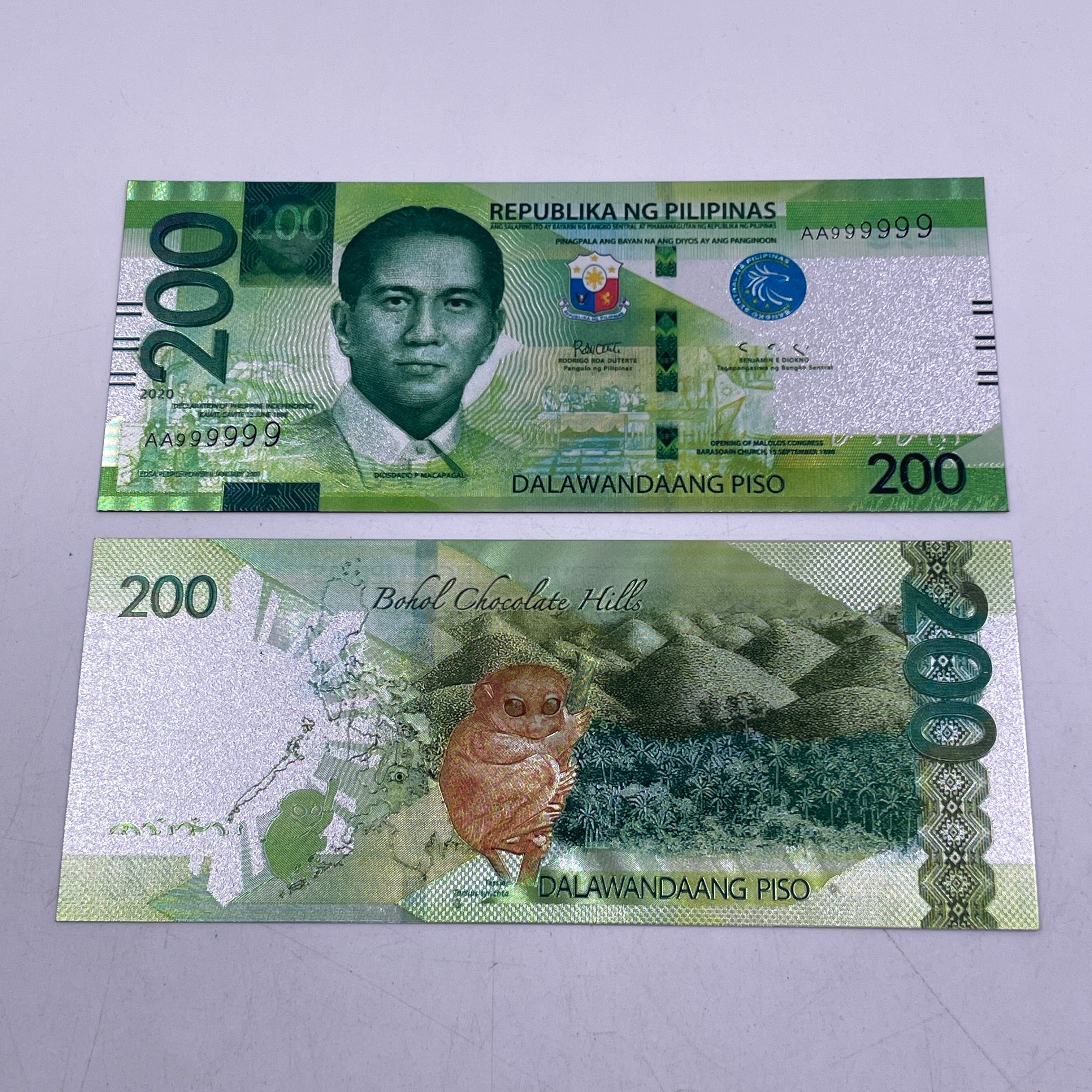 Philippine New 200 Peso Bills plated Banknote non-currency Banknotes