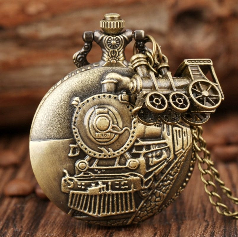 Classic Retro Steampunk Train Quartz Pocket Watch