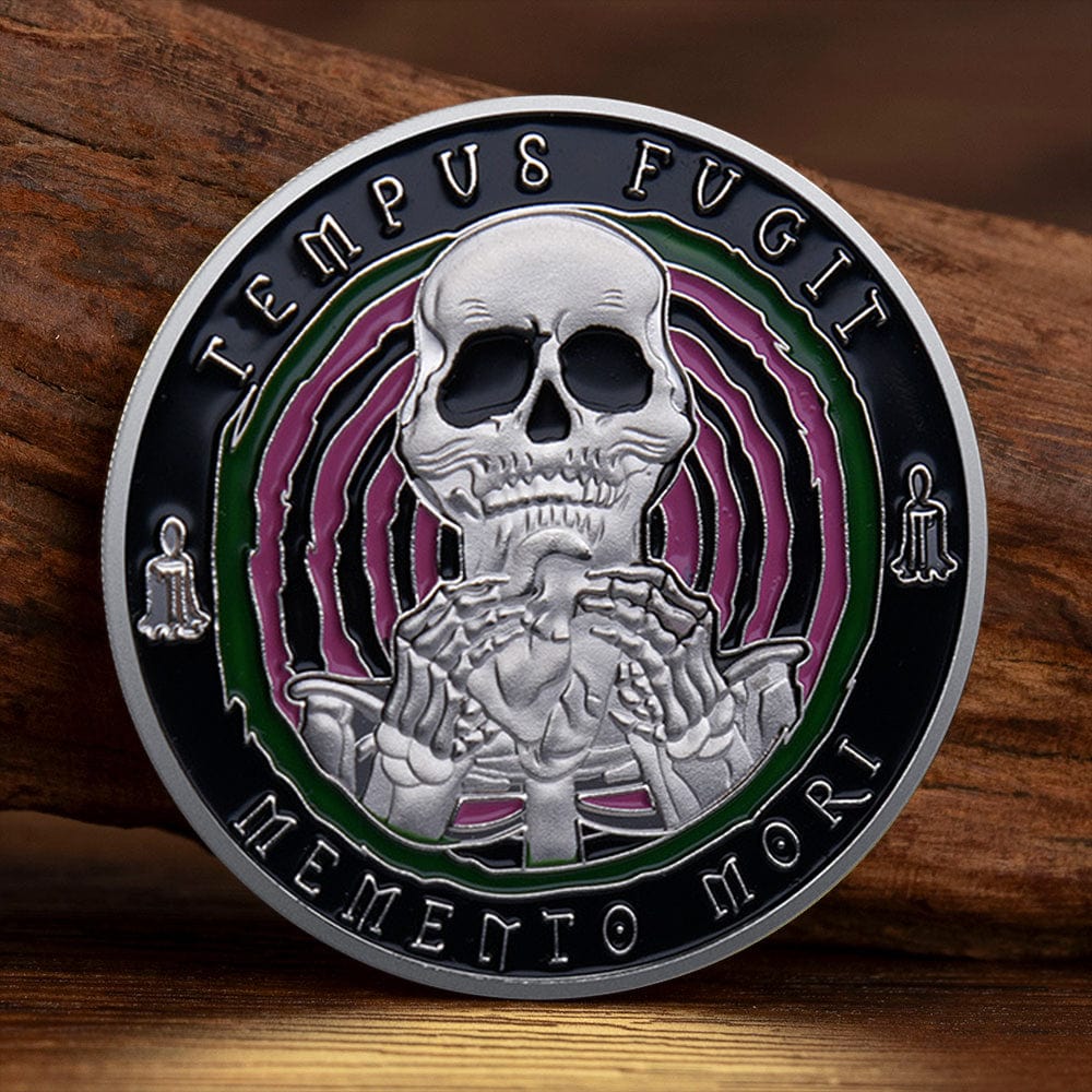Memento Mori Skull Commemorative Coin - Memento Vivere Carpe Diem Souv