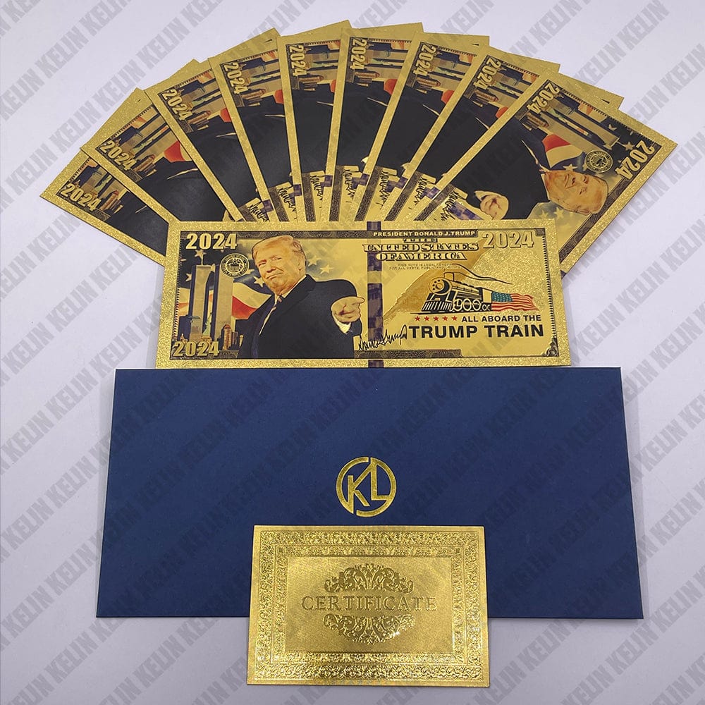 6 Pcs 2024 Donald J. Trump 24K Gold Foil Banknotes – TRB Cards & Last ...