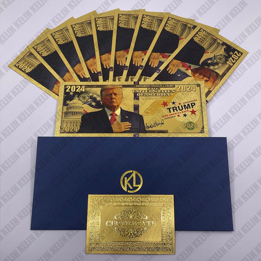 6 Pcs 2024 Donald J.Trump 24k Gold foil Banknote EX-president golden t ...